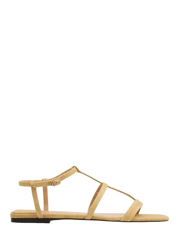 JIMMY CHOO Gwyn Canvas Flat Sandals - Camel