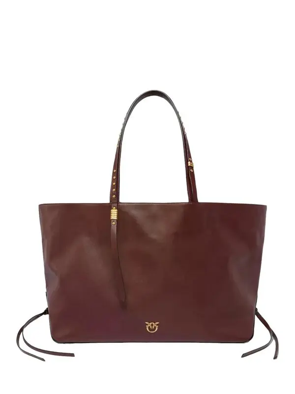 Pinko Studded Leather Tote Bag - Red