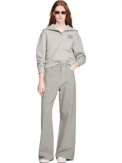 Sandro Zip Up Peplum Shirt - White