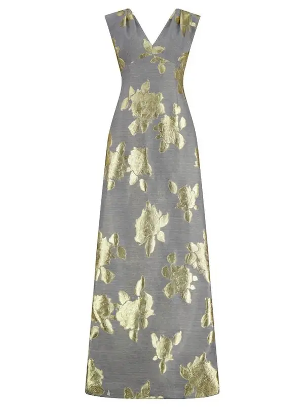 Lela Rose Fil Coupe V-neck Gown - Floral
