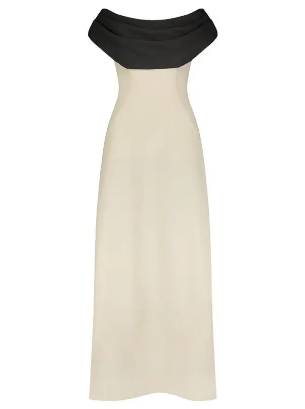 Lela Rose Wool Crepe Cowl Neck Gown - Black
