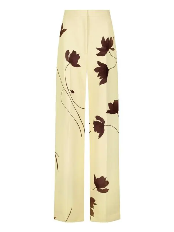 Lela Rose Printed Crepe Wide Leg Trousers - Floral