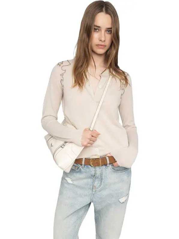 Zadig&Voltaire Missya Cashmere Cardigan - Neutral / White