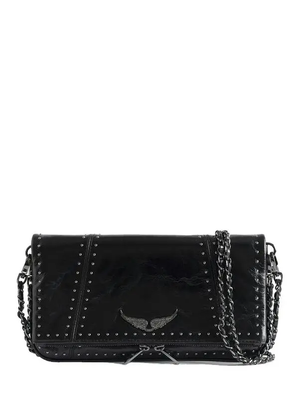 Zadig&Voltaire Rock Vintage Patent Studs Clutch - Black