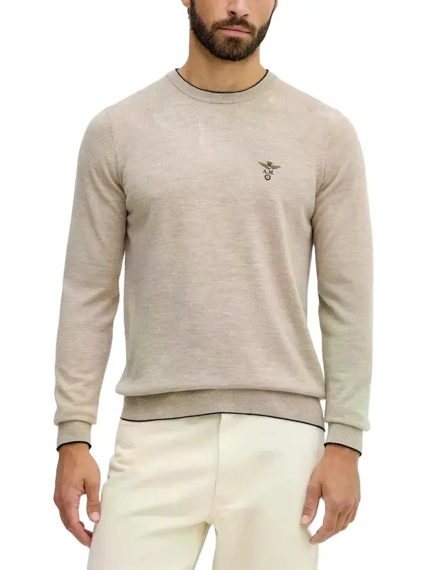 AERONAUTICA MILITARE Embroidered Detail Sweater - Neutrals