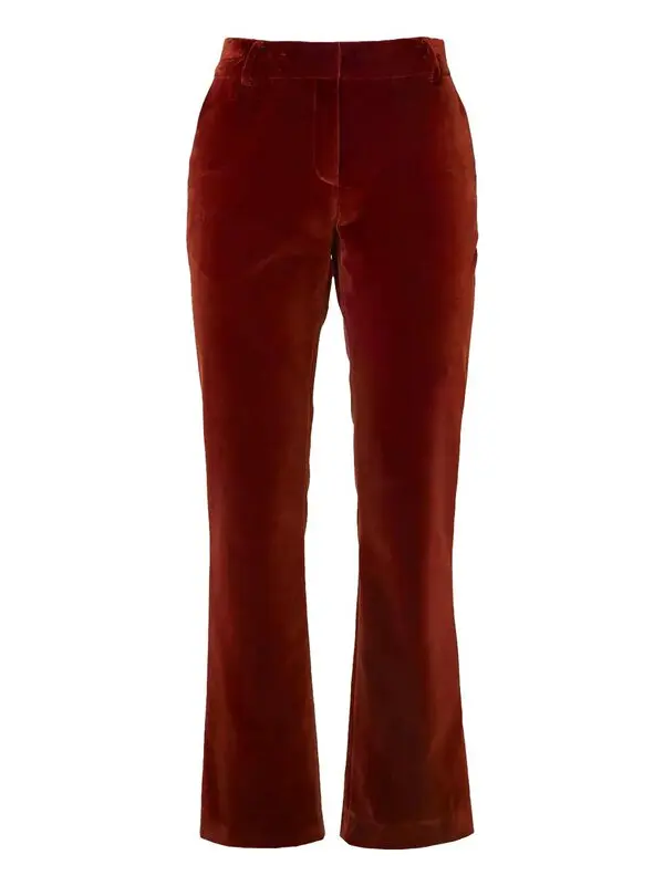 La DoubleJ 24/7 Velvet Cropped Trousers - Red