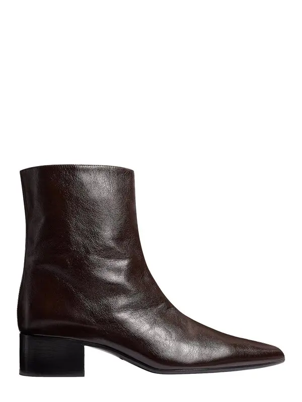 Khaite Andee Leather Ankle Boots - Brown