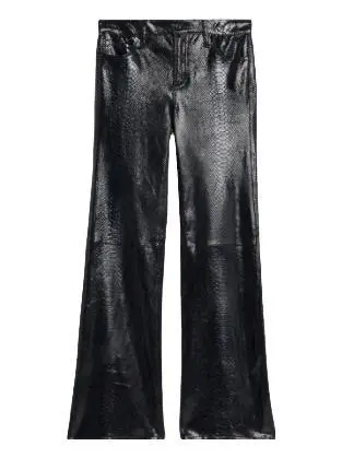 FRAME Leather Rodeo Pants - Black Snak