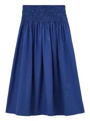 JOSEPH Cotton Sateen Midi Skirt - Cobalt