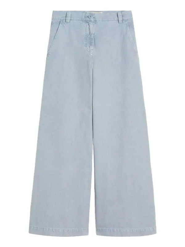 Max Mara Cotton Canvas Wide-leg Trousers - Light Blue