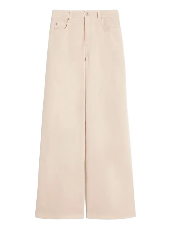 Max Mara Cotton Drill Wide-leg Trousers - Sand