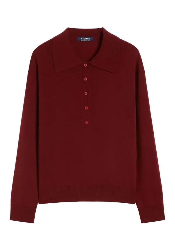 Max Mara Wool Knit Polo Sweater - Raspberry