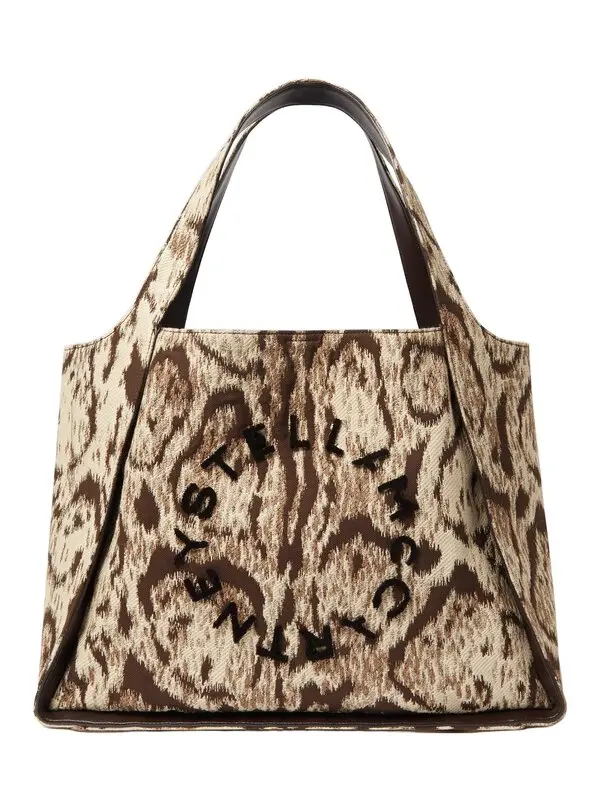 Stella McCartney Logo Cloud Leopard Tote Bag - Brown