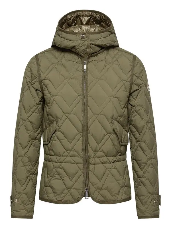 Moncler Lilas Geometric Quilted Hooded Short Down Jacket - Green