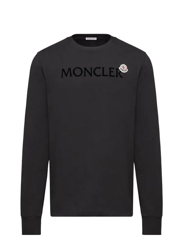 Moncler Cotton Jersey Sweatshirt With Logo - Black