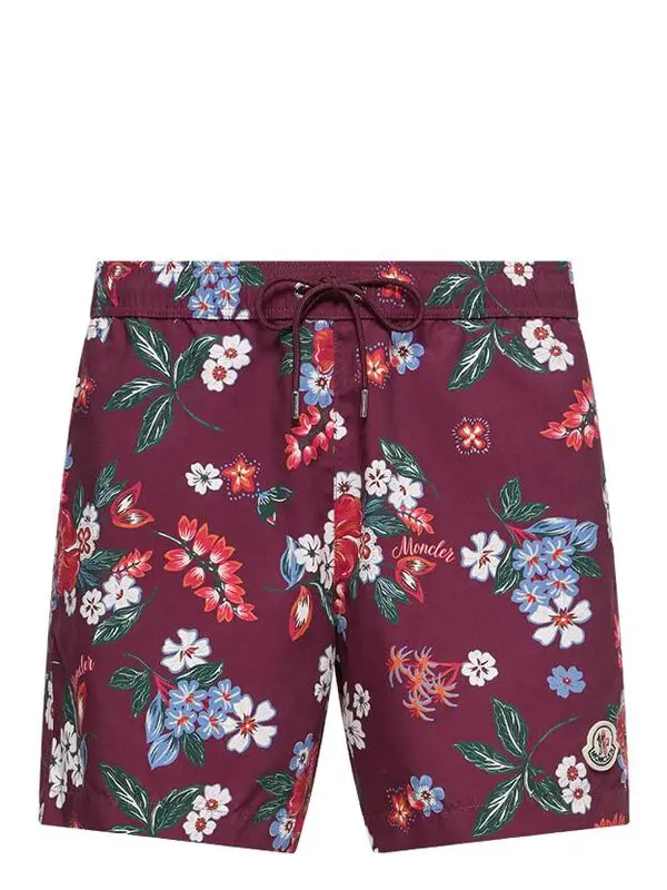 Moncler Floral Print Swim Shorts - Red