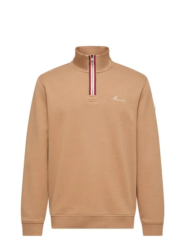 Moncler Embroidered Logo Turtleneck Sweatshirt - Beige