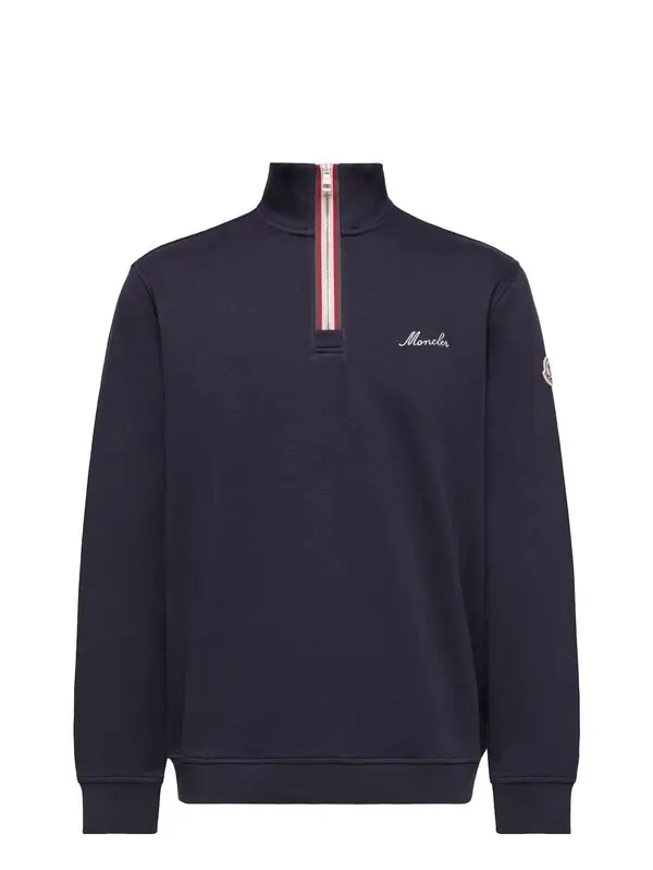 Moncler Embroidered Logo Turtleneck Sweatshirt - Blue
