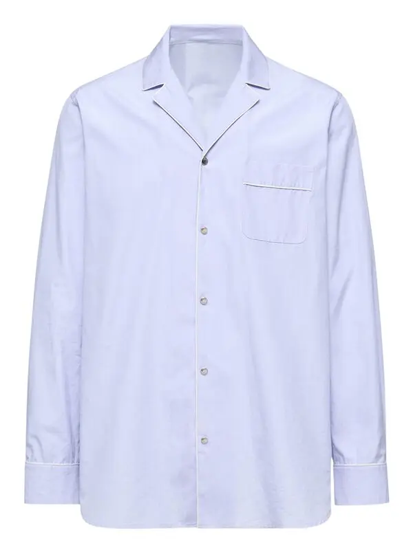 Moncler Fil-à-fil Cotton Long Sleeve Shirt - Blue