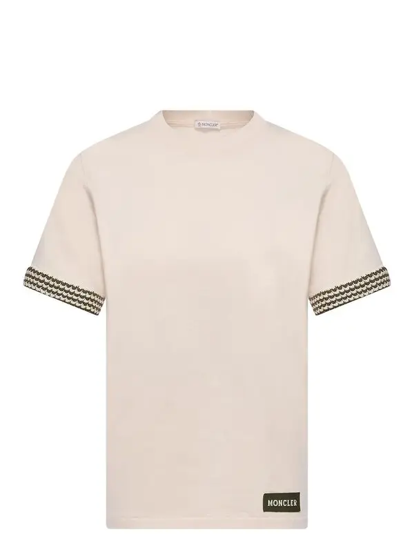 Moncler Crochet-trimmed Cotton Logo T-shirt - White