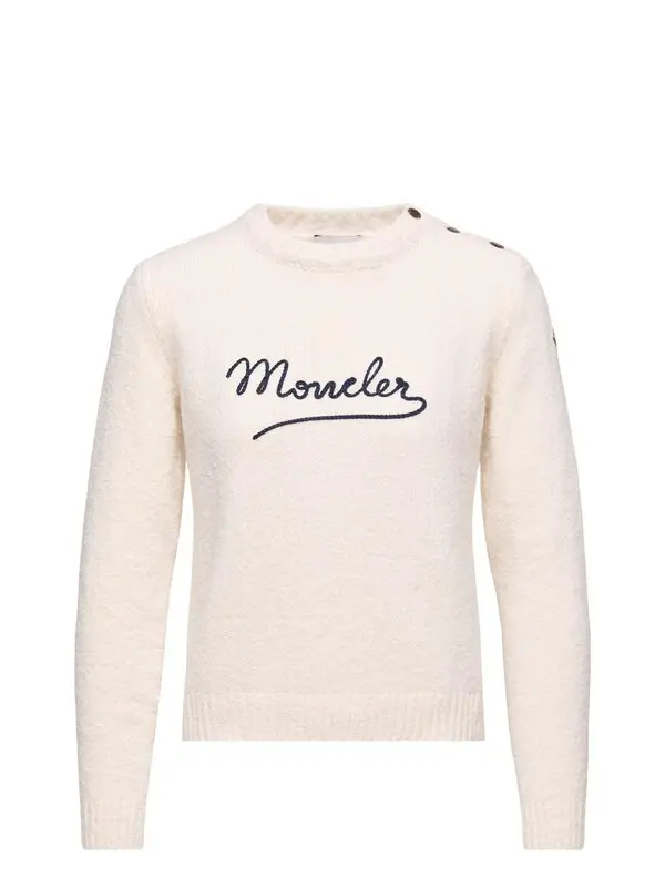 Moncler Embroidered Logo Cotton-blend Sweater - White
