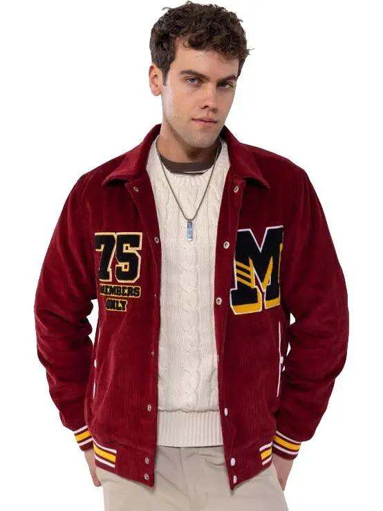 MEMBERS ONLY Corduroy Varsity Jacket - Red