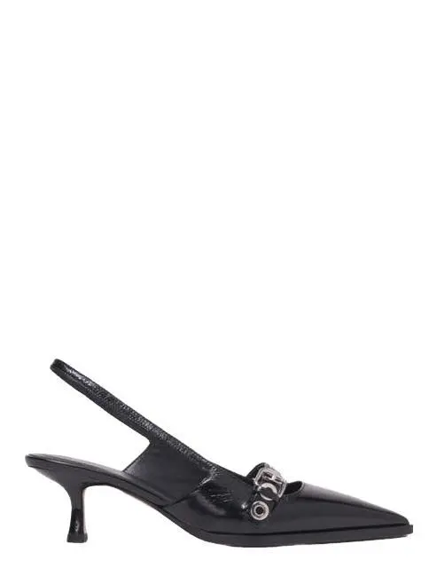 Maje Leather Slingback Pumps With Eyelet Strap - Black