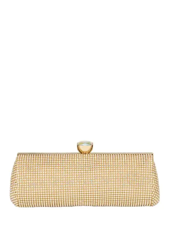 WHITING & DAVIS Grace Crystal Top Clutch - Metallic Gold