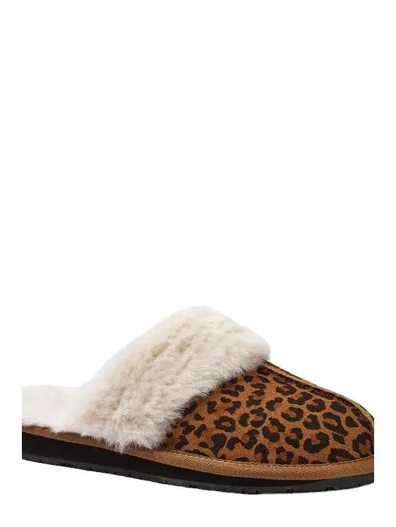 LANDS' END Suede Furry Lined Slippers - Leopard Multi