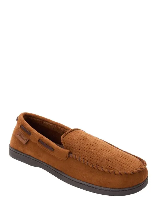 DEARFOAMS Keaton Microsuede Moccasin Slipper - Tan