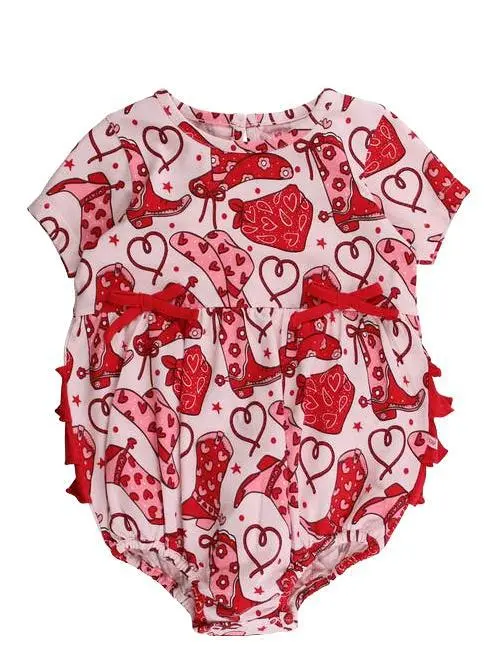 RUFFLEBUTTS Knit Bow Bubble Romper - Lasso Love