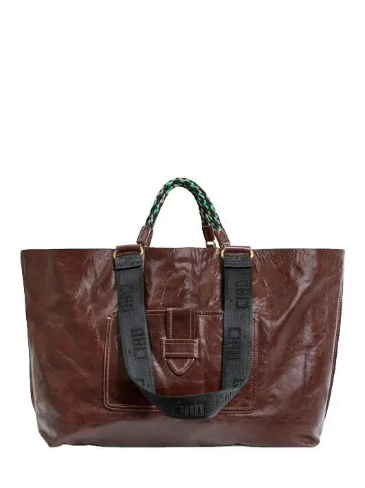 Clare V. Grande Bateau Leather Tote - Mocha