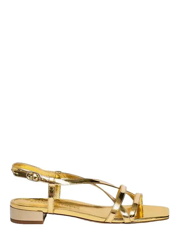 Marion Parke Sabine Mirrored Leather Flat Sandal - Gold
