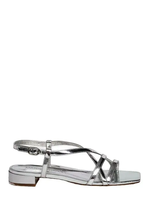 Marion Parke Sabine Mirrored Leather Flat Sandal - Silver