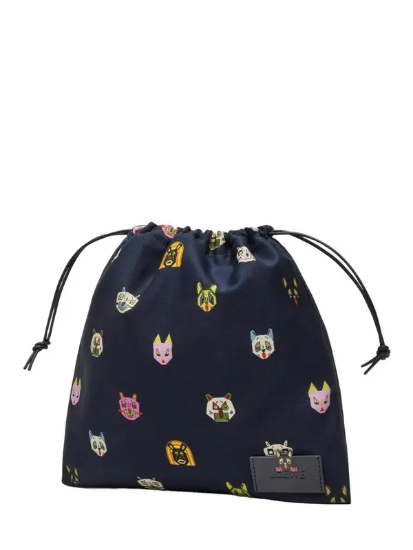 Loewe Cats Small Drawstring Pouch - Blue/black