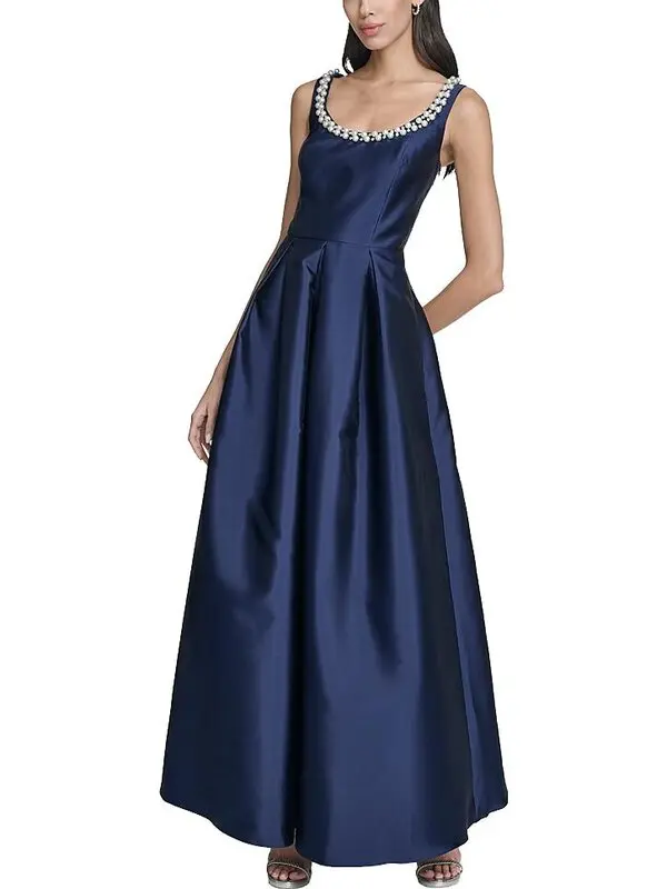Eliza J Sleeveless Scoop Neck Ballgown - Navy