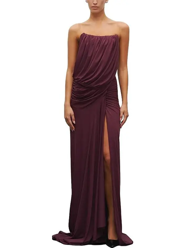 HEIRESS BEVERLY HILLS Gathered Drape Gown - Mauve Wine