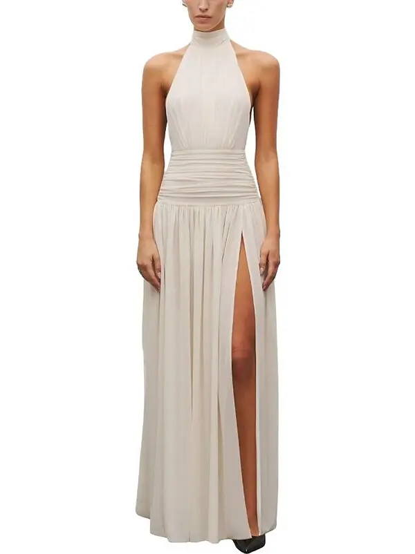 HEIRESS BEVERLY HILLS Halter Slit Gown - Ivory
