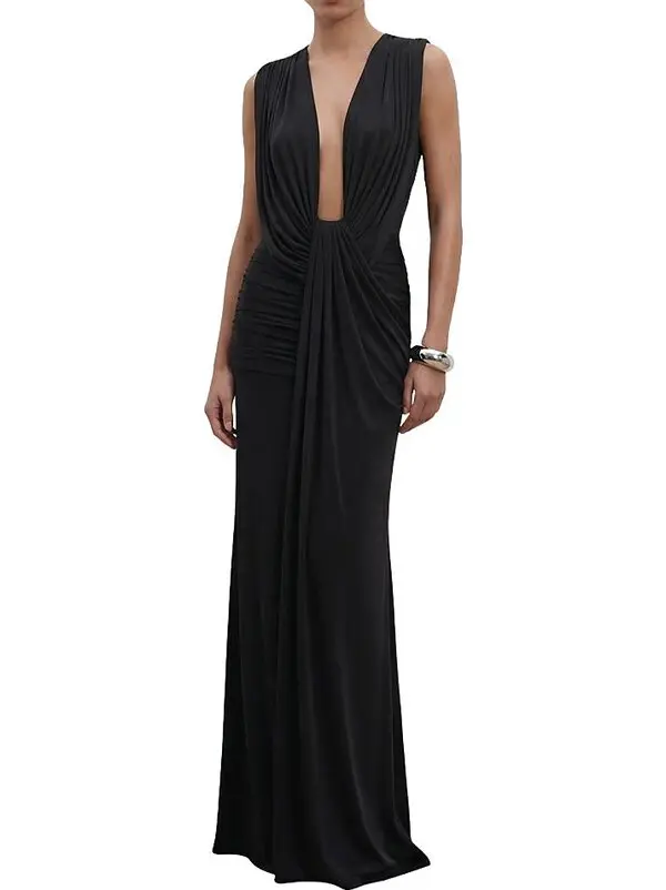 HEIRESS BEVERLY HILLS The Plunge Drape Gown - Black
