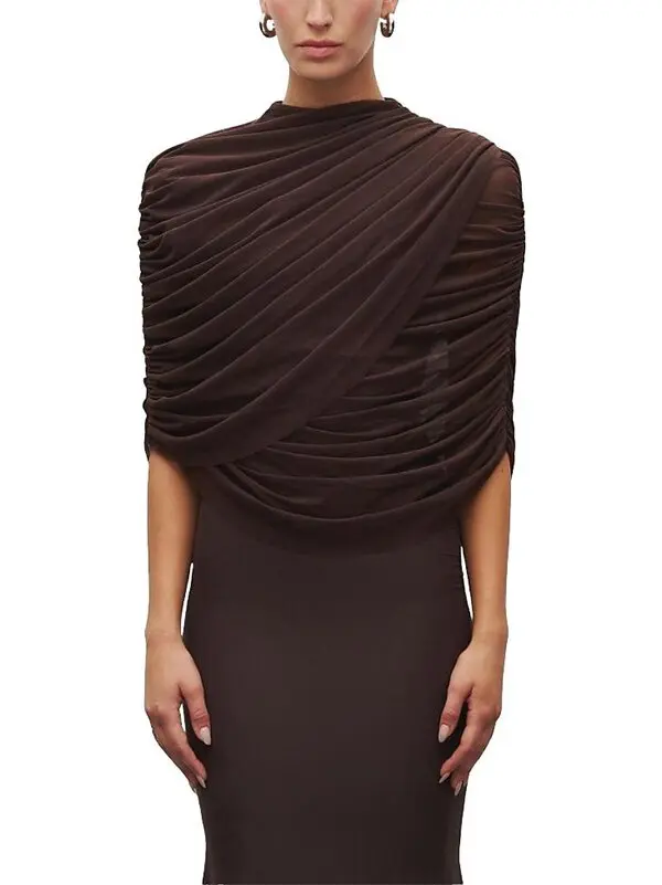 HEIRESS BEVERLY HILLS Sheer Cape - Brown