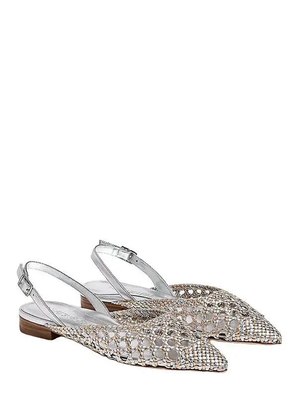 Marion Parke Metallic Nappa Slingback Flats - Silver/gold