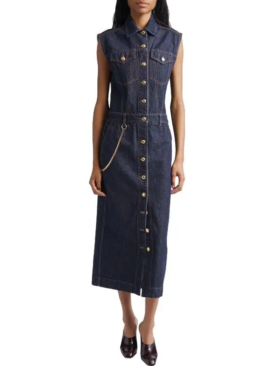 Sportmax Farfalla Sleeveless Denim Utility Dress - Midnight Blue