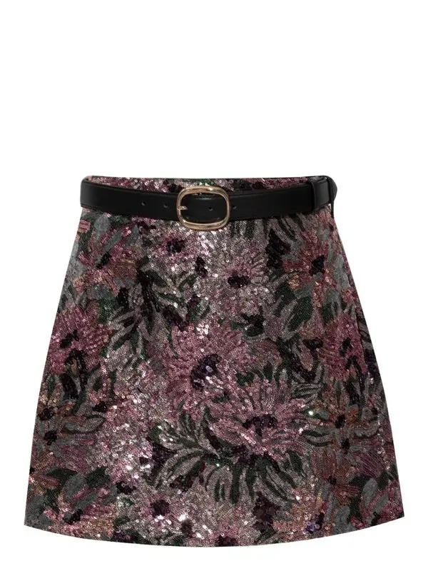 SELF-PORTRAIT Sequin Embellished Mini Skirt - Multicolour