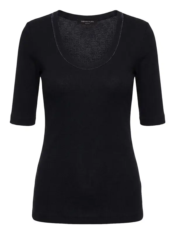 Fabiana Filippi T-shirt With Sequins - Navy Blue