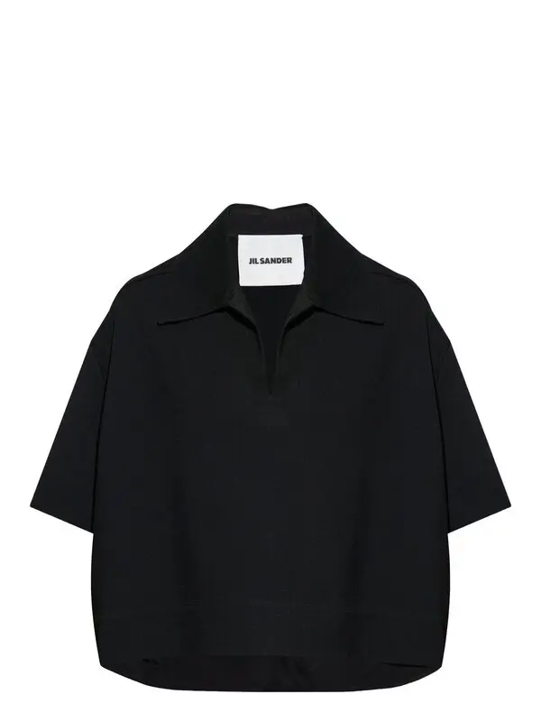 JIL SANDER Loose-fit Top With Polo Collar - Black