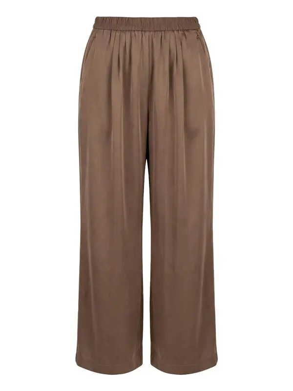 FORTE_FORTE Wide Leg Silk Trousers - Brown