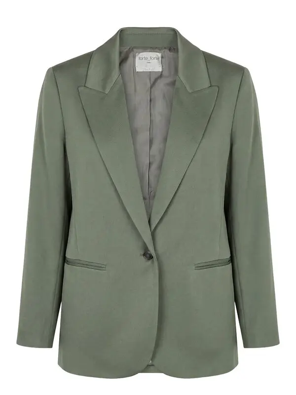 FORTE_FORTE Satin Blazer With Single Vent - Green