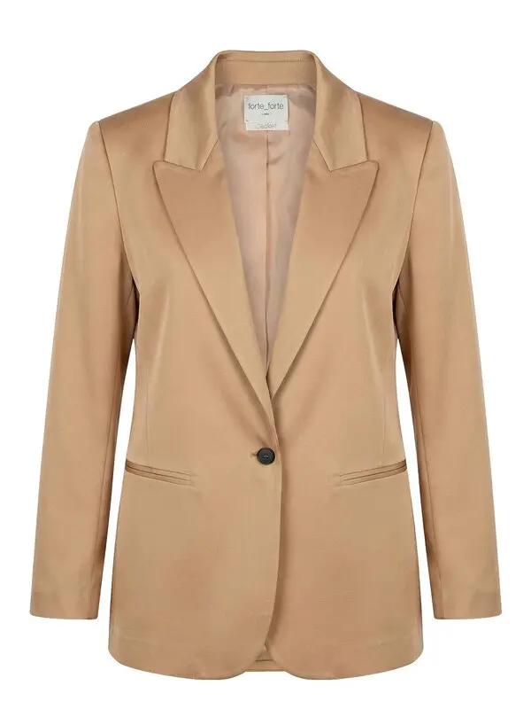 FORTE_FORTE Satin Blazer With Single Vent - Beige