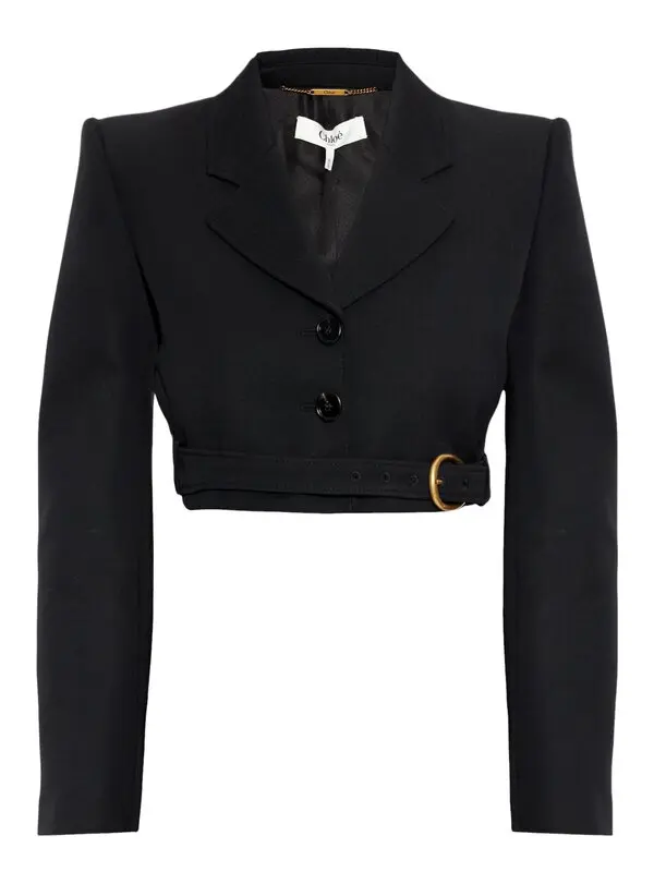 Chloé Short Wool Blazer - Black