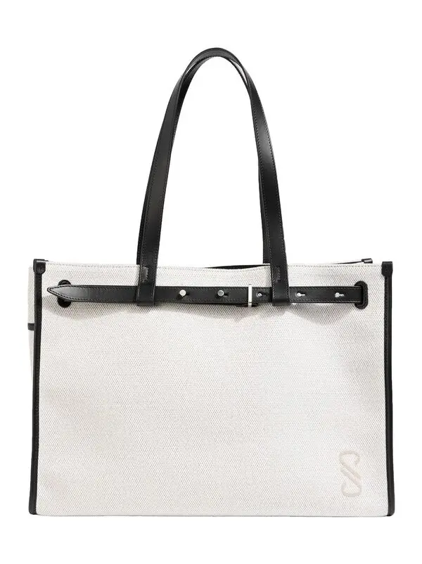 Proenza Schouler Belted Leather-trimmed Canvas Tote - Off-white